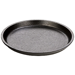 LODGE 17.78 cm / 7 inch Pre-Seasoned Cast Iron Round Serving Griddle, Inoxidable, Black