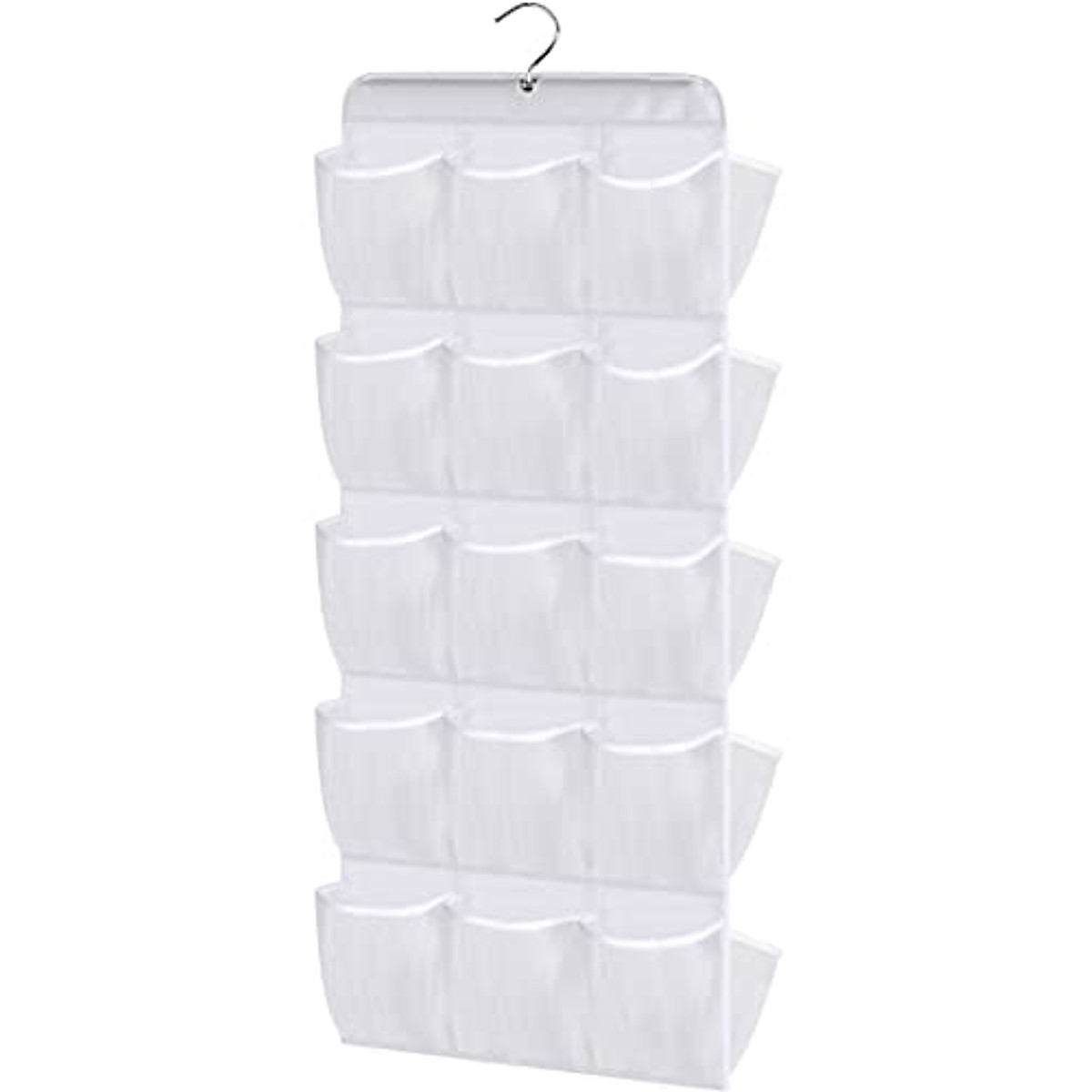 MISSLO 30 Pockets Dual Sided Hanging Baby Shoe Organizer for Closet with Rotating Hanger Hanging Shoe Shelves, White