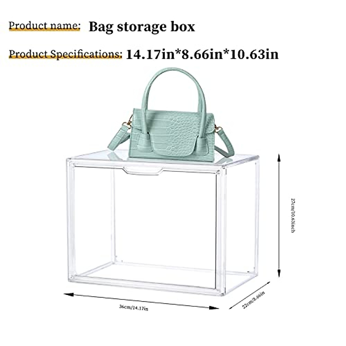 GZHOK 4 pack Clear Plastic Purse Organizer for Closet,Handbag Storage,Purse Storage Organizer,Clear Display Storage for Wallet,Shoes,Book,Cosmetic,Toys,Clothes