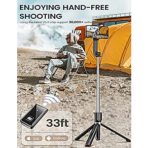 ANXRE Selfie Stick Phone Tripod with Remote, 50 inch Portable 5 in 1 Selfie Stick Phone Tripod, Wireless Selfie Stick Tripod for Cell Phone Compatible with iPhone 15/14/13 Pro Max Gopro Android
