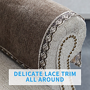 MINJIATEX Couch arm Covers,Non-Slip lace Sofa arm Covers Set of 2 Washable Sofa armrests Covers for Living Room Recliner Chair arm Covers Protectors for Leather Sofa armrest slipcover (HZW-Brown)