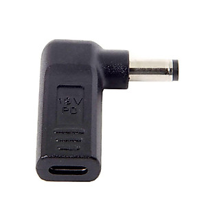 chenyang CY USB 3.1 Type C USB-C to Rectangle DC Plug 5.5mmx2.1mm Adapter PD Emulator Trigger 90 Degree Angled for Laptop Tablet (5.5x2.1MM)