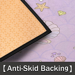 GeMeFv Mermaid Scales Pearl Shell Half Round Door Mat Starfish Diamond Non-Slip Half Circle Area Rug Doormat Washable Half Moon Rug for Indoor Outdoor Kitchen Bedroom Home Decor