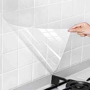 Snkxu Clear Contact Paper, Protection for Kitchen Backsplash Tiles, Cabinets, Walls, and Shelves. Waterproof and Oil-Proof Peel and Stick Covering(15.7X78.7 Inches)
