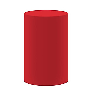 ittsmnt Solid Red Round Pedestal Covers for Birthday Party Red Plinth Cover Fabric Round Cylinder Cover for Baby Shower Wedding Baptism Communion Event Props Dia36 H75