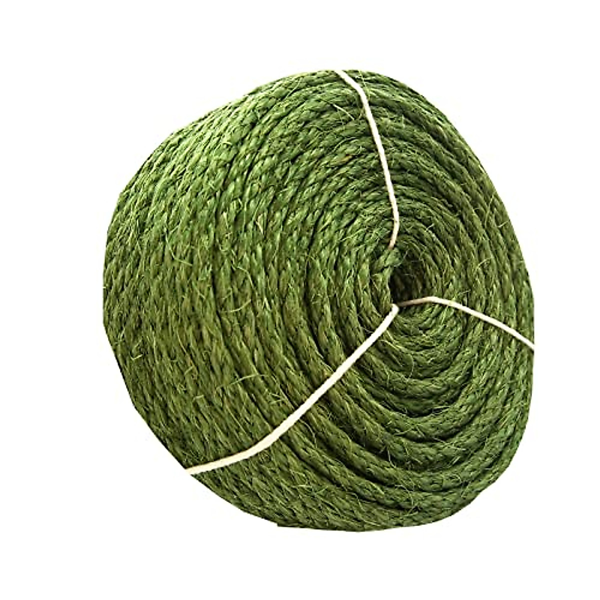 Green Natural Sisal Rope 1/4 Inch 6mm 98-Feet for Cat Scratching Post Tree Tower Replacement Repair and Replace, DIY Hemp Twine Rope for Cat Scratching Furniture Window Perch and Crafts Gardening