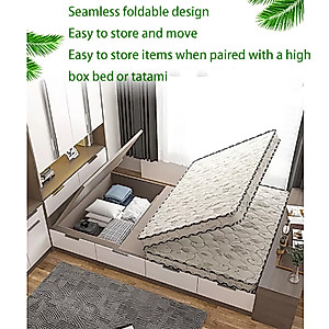 MSSHUANG Tri-fold Coir Mattress 8cm Single Mattress Tatami Mattress has Good air Permeability and is Easy to Store and Move,Ribbon Style,1.35x1.9m