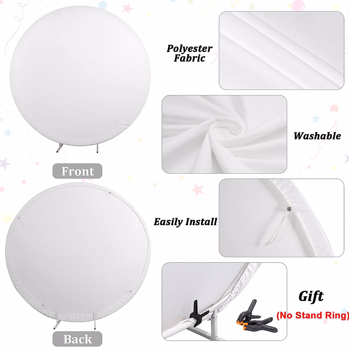 Renaiss 3x3ft Casino Night Round Backdrop Cover Las Vegas Gold Glittering Circle Photography Background Poker Dice Red Curtains Dress-Up Prom Casino Birthday Party Decors Arch Photo Booth Props