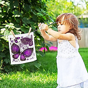 Kigai 4 Pack Purple Butterfly Washcloths – Soft Face Towels, Gym Towels, Hotel and Spa Quality, Reusable Pure Cotton Fingertip Towels