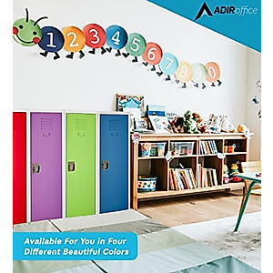 AdirOffice Kids Steel Metal Storage Locker - for Home & School - with Key & Hanging Rods (48 in 1 Door, Blue)