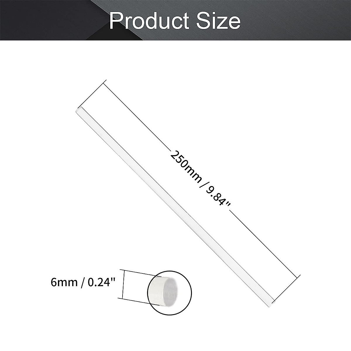 Fielect 4Pcs Clear Acrylic Round Rod Standard Plexiglas PMMA Bar Tolerance for DIY 6mm Diameter 250mm Height