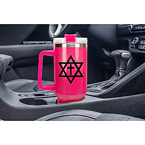 100 North Lucky 4 Leaf Clover Irish St. Patrick's Shamrock Wrap-Around 40 Oz. Stainless Steel Water Bottle Coffee Mug, Spill & Leak Resistant, Travel Tumbler with Handle, Lid & Straw, White Shimmer