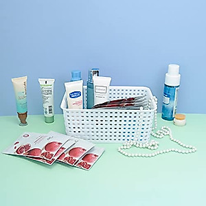 Utiao White Plastic Storage Baskets Pantry Organizer Bin, 6 Packs