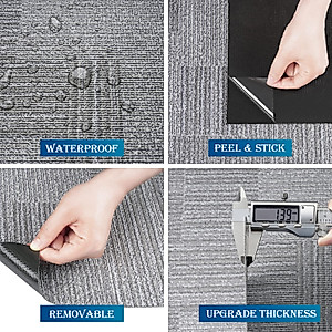 FunStick 15 Pack Vinyl Flooring Peel and Stick Floor Tile Bathroom Waterproof 12x12In Grey Stick on Flooring Tiles for Kitchen Bedroom Grey Laminate Flooring Removable Sticky Linoleum Carpet Tiles