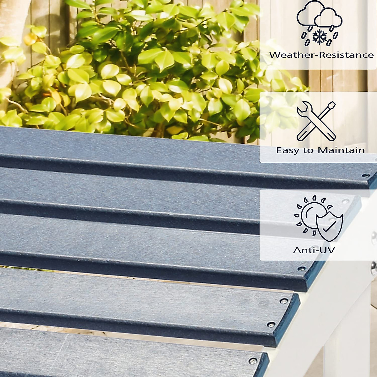 Aoodor Outdoor Adirondack Ottoman - Weather-Resistant HDPE Patio Footrest for Ultimate Relaxation