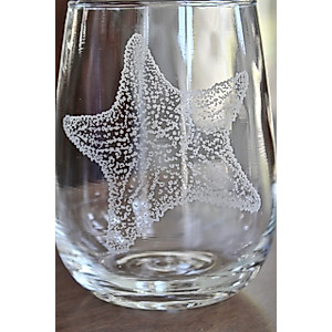 Starfish Engraved Stemless Wine Glasses (Set of 2)