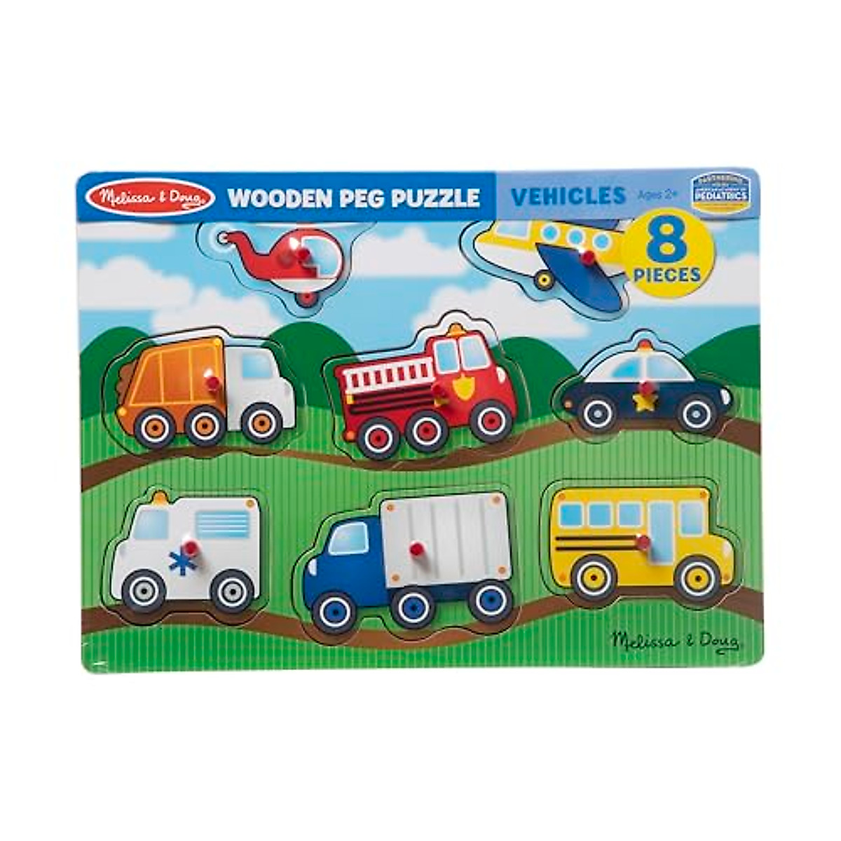 Melissa & Doug Vehicles Wooden Peg Puzzle (8 pcs)