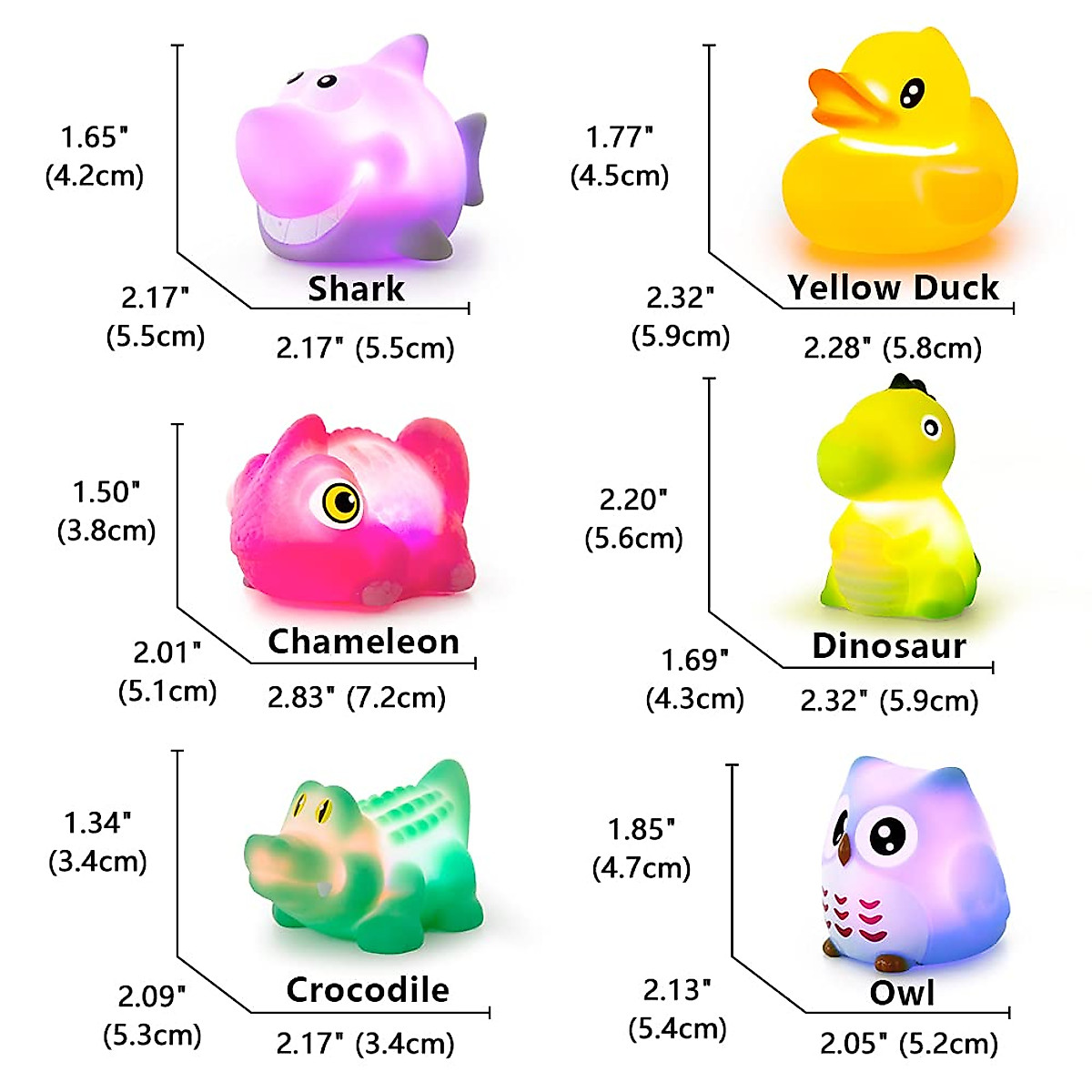 Woby Bath Toys for Toddlers 1-3,No Hole Light Up Bath Toys Baby Bathtub Toys Bathroom Floating Animal Set with Colorful Flashing LED Light for Baby (Funny Forest Animal Style)