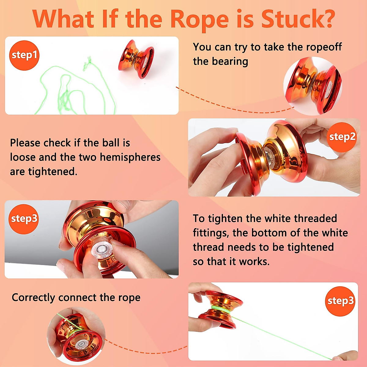 LUOMAJA Metal Responsive Yoyo for Kids: Aluminum Yo Yo Magic for Kids Beginner - Replacement Unresponsive Ball Bearing for Professional Yoyo Players with 10 String Pack & 2 Dragon Finger Gloves