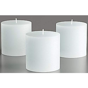 Set of 3 Pillar Candles 3" x 3" Unscented Handpoured Weddings, Home Decoration, Restaurants, Spa, Church Smokeless Cotton Wick - White