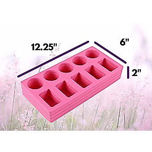 Polar Whale Lotion and Body Spray Stand Organizer Tray Pink Durable Foam Washable Waterproof Insert for Home Bathroom Bedroom Office 12 x 6 x 2 Inches 10 Slots