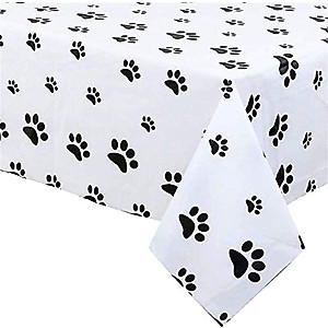 Puppy Themed Birthday Party Decorations - Pet Dog and Cat Paw Party Supplies Puppy Paw Print Plastic Tablecloth 54 x 108 inches Disposable Plastic Table Cover for Dog Themed Birthday Party 2 Pack