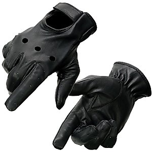 Milwaukee Leather SH247 Men's Black Leather Unlined Classic Style Driving Gloves - Medium