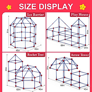 Fort Building Kit for Kids,STEM Construction Toys, Educational Gift for 4 5 6 7 8 9 10 11 12 Years Old Boys and Girls,Ultimate Creative Set for Indoor & Outdoors Activity,140 Pcs,Original