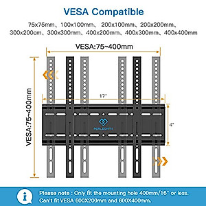 PERLESMITH Fixed TV Wall Mount Bracket, Low Profile Design for Most 26-55 inch LED LCD OLED-4K Flat Screen TVs, Ultra Slim Fixed TV Mount with Max VESA 400x400mm up to 115lbs Fits 16 inch Wood Stud