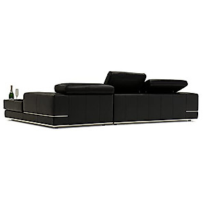 Zuri Furniture Encore 122" Right-ChaiseModern Sectional - Full Grain Leather in Black