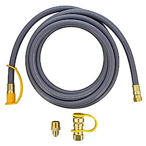 BISupply Natural Gas Grill Hose, 12ft - Flexible Gas Line Quick Connect Gas Hose 3/8in Female Flare to 3/8in Male Flare