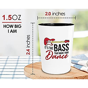 Flairy Land Bass Player Gifts Shot Glass 1.5oz - It's The Bass that makes them dance - Jazz Guitarist Musician Bassist Band Orchestra Instrumentalist Guitar