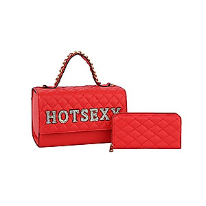 Monogrammed HOT SEXY 2-in-1 Boxy Satchel PMHGS-0115W (Red)