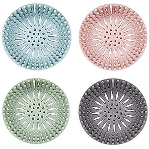 4 Pack Shower Drain Hair Catcher Silicone Hair Stopper,Sink Strainers,Shower Drain Covers, Easy to Install and Clean, Suit for Bathroom Bathtub and Kitchen.