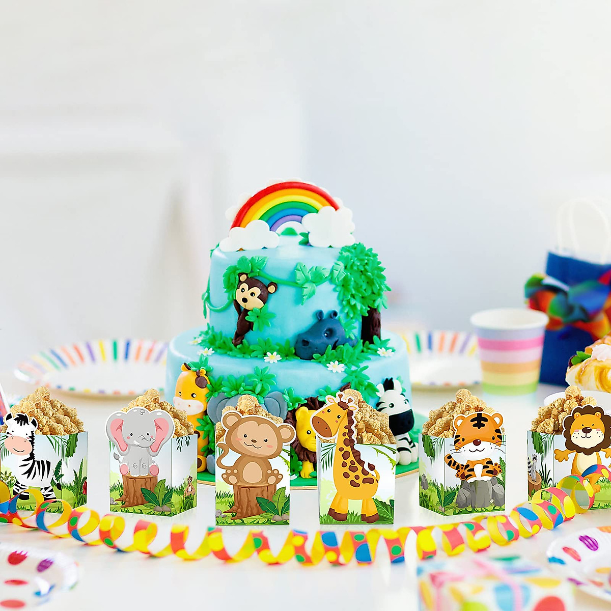 Jungle Safari Birthday Decorations Jungle Theme Popcorn Boxes Animal Popcorn Treat Boxes Popcorn Containers Jungle Theme Party Decoration Supplies Animal Party Baby Shower Favors Set of 24