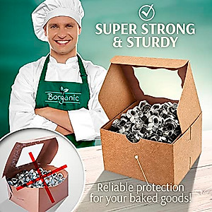 The Strongest 4x4x2.5 Inches Mini Cake Boxes on Amazon [50 Pack] - 2x Thicker and Oil-Resistant | Premium Brown Boxes With Window for Individual Donut, Mini Cookies, Dessert & Macarons - Unbeatable Durability and Protection!