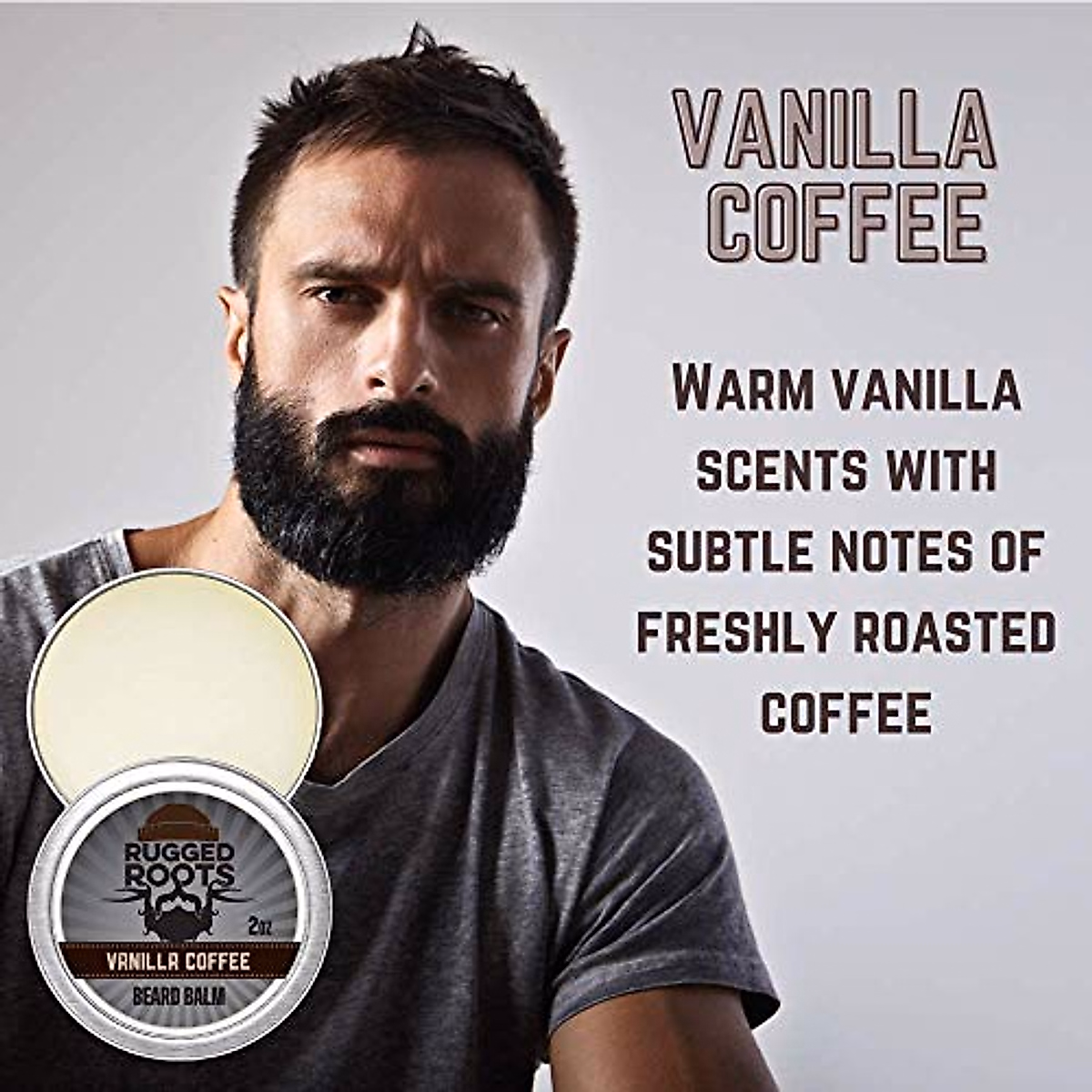 Rugged Roots Beard Balm, Best Moisturizer,Conditioner, Softener for Dry Itchy Beard. Condition Mustache and Beard with This Thoughtful Gift for Husband,Boyfriend, Brother, Dad (2, Vanilla Coffee)