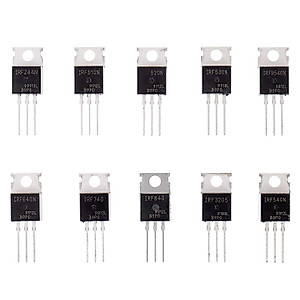 BOJACK 10 Values 50 Pcs IRFZ44N IRF510N IRF530N IRF540N IRF640N IRF740 IRF840 IRF3205 IRF9540 IRF Series transistors MOSFET Assortment Kit