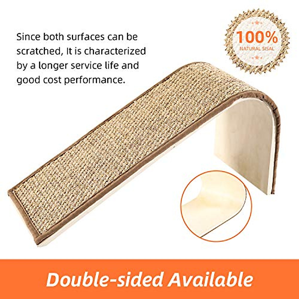 Lahas Cat Scratch Pad,Scratching Ramp,Cat Floor Scratcher,100% Natural Sisal,Wooden Structure,Cat Toy
