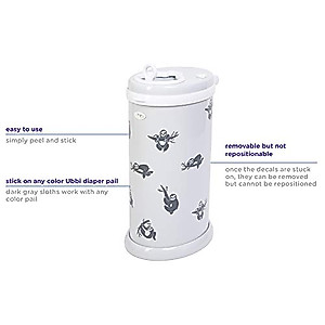 Ubbi Sloth Peel and Stick Decal Stickers, Decorative Sticker for Diaper Pail or Baby Nursery