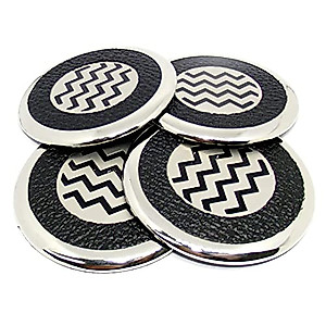 Metal Coasters Unique Fine Modern Designs in Set of 4 Units Wedding Birthday Office Gift (Senses)