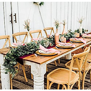 Eucalyptus Garland 6.56 Ft Lush Silver Dollar Eucalyptus Leaves Boxwood Artificial Faux Greenery Garland Vines for Baby Shower Wedding Party Table Runner Room Home Mantle Decor