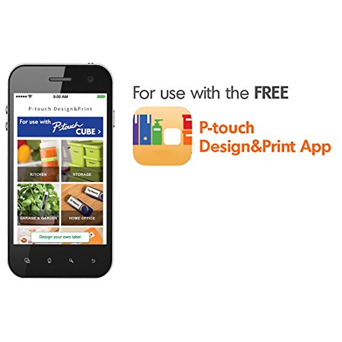 Brother P-Touch Cube Smartphone Label Maker, Bluetooth Wireless Technology, Multiple Templates Available, Apple & Android Compatible - Blue