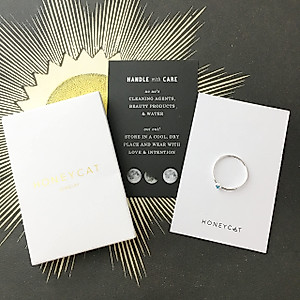 Honeycat Blue Aquamarine Crystal Point Ring in Sterling Silver Plate | Minimalist, Delicate Jewelry (Silver, 6)