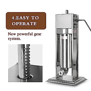 BADEZ Hand Crank Churro Maker, 5L Stainless Steel Spanish Churro Machine, with 4 Nozzles, Commercial Latin Fruit Machine for Restaurants Cafeterias Bakeries Home