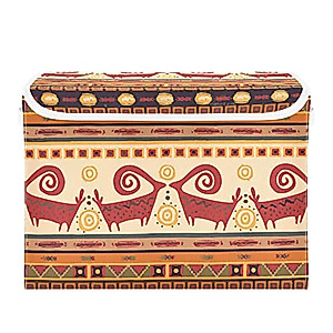 Room Storage Bins with Lids Storage Baskets for Fabric Persian Carpet Tribal Texture Photo Organizing 12x12x16