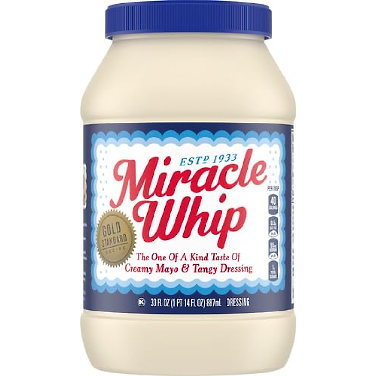 Miracle Whip Dressing, for a Keto and Low Carb Lifestyle, (30 fl oz Jar)