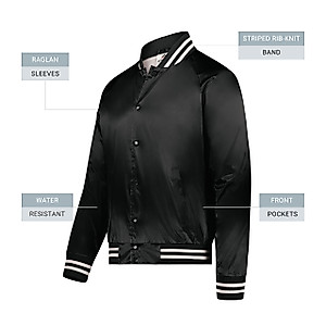 Augusta Sportswear Men's X-Large Augusta Satin Baseball Jacket/Striped Trim, Black/White