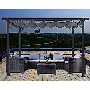 ABCCANOPY Patio Pergola 11x11 - Outdoor Sun Shade Canopy with Retractable Shade for Garden Porch Backyard (Dark Gray)