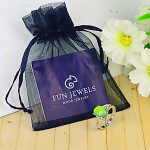 FUN JEWELS Classic Silver Color Plating Multi Color Change Oval Crystal Stone Emotion Feeling Mood Ring For Women